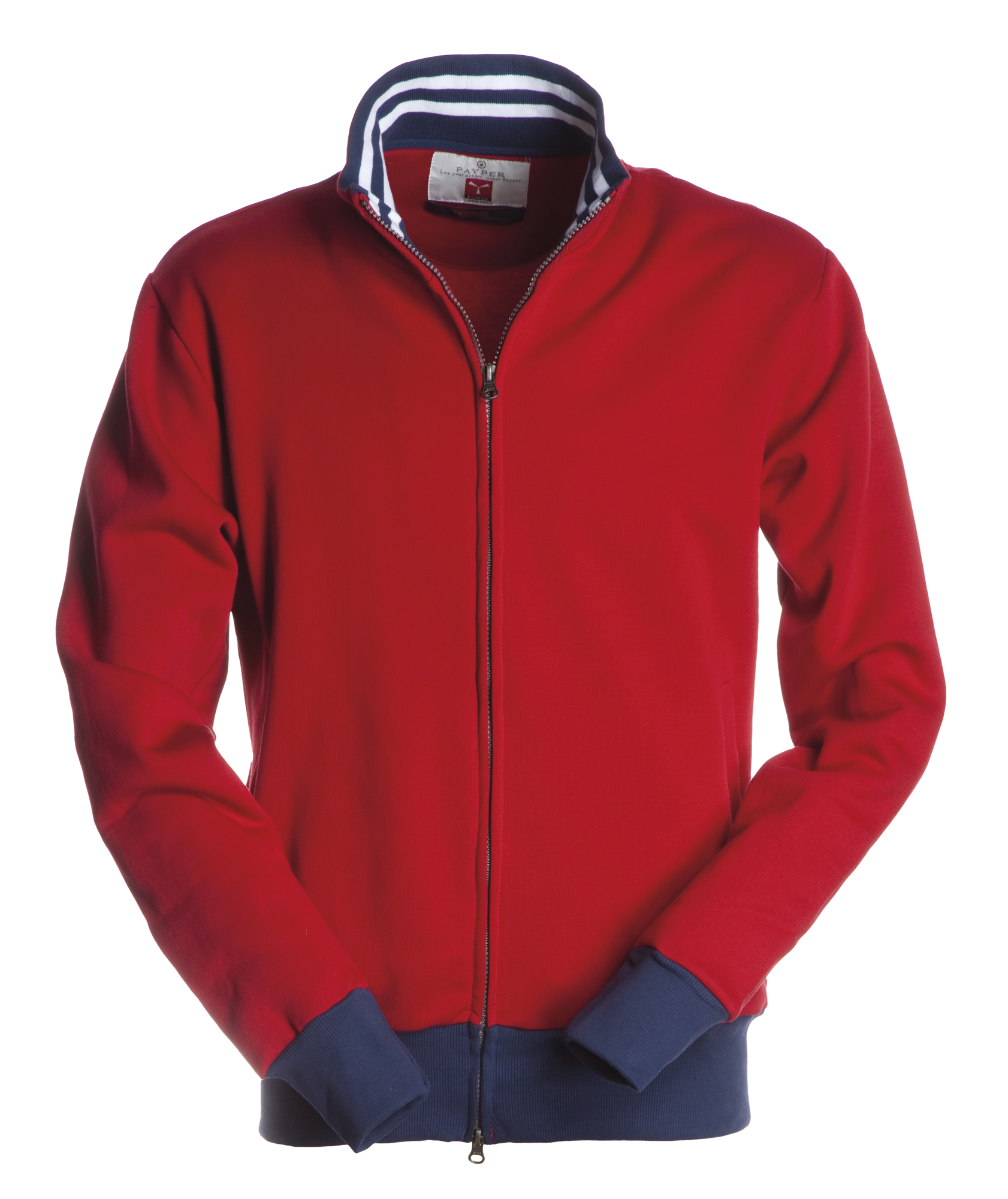 Sweat Bicolore zippé homme rouge - Adisson